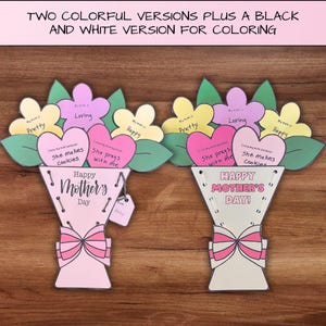 Mother's Day Flower Bouquet Coloring Sewing Craft for Kids, I Love My ...