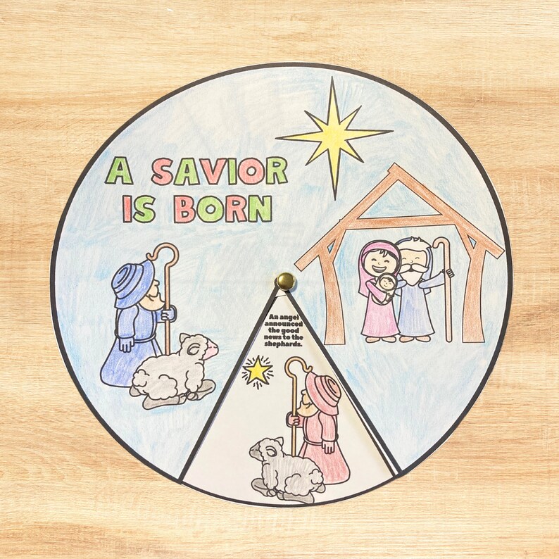 Birth of Jesus Coloring Wheel, Printable Nativity Christmas Coloring ...