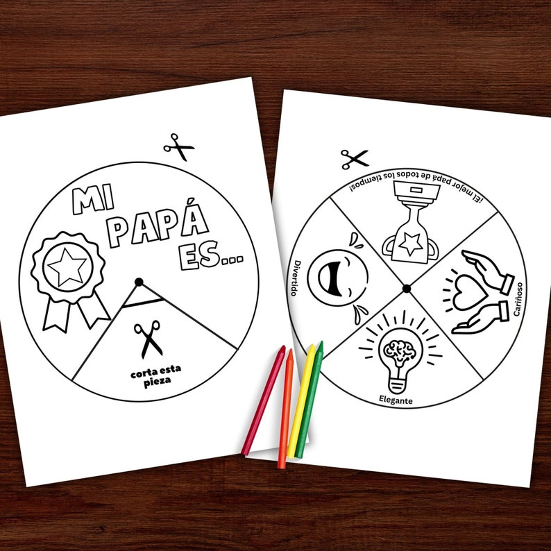 Spanish Father's Day Coloring Wheel Printable Activity, Mi Papa Es ...