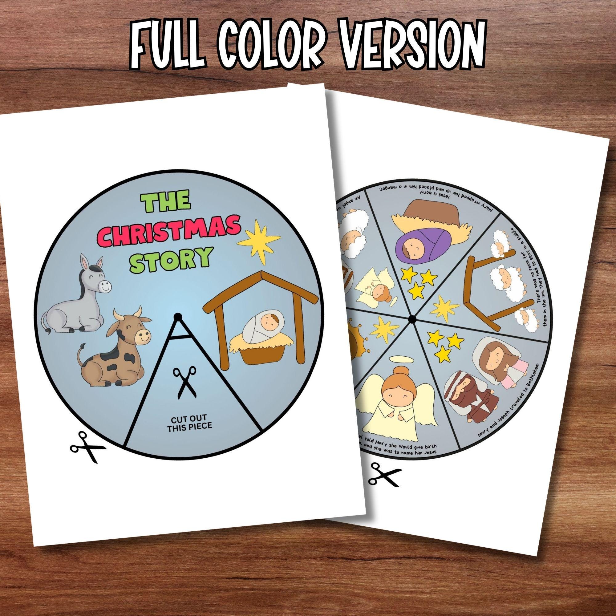 Christmas Story Coloring Wheel, Printable Nativity Preschool Activity ...