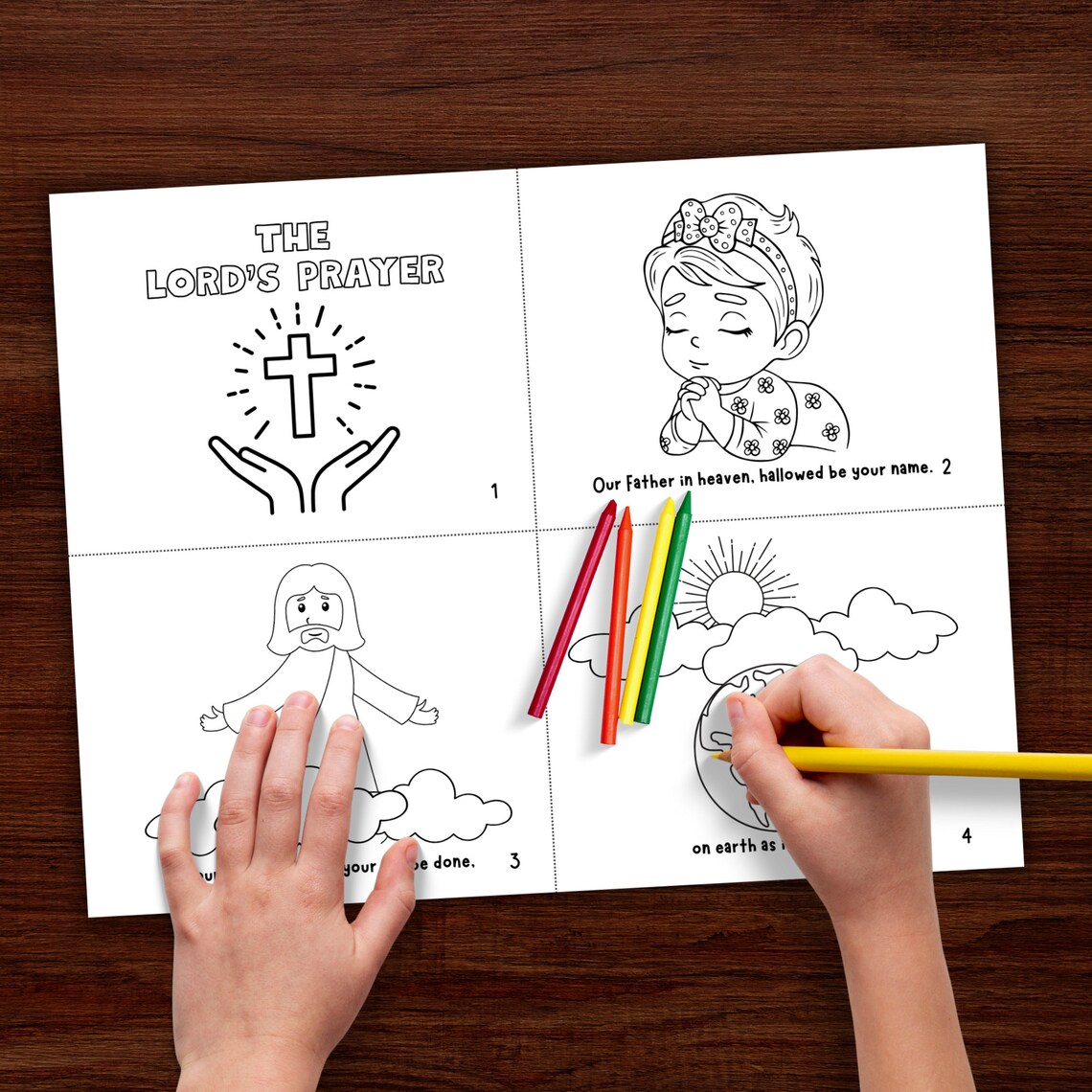 Lord's Prayer Coloring Book Craft, Kids Mini Book Sunday School ...