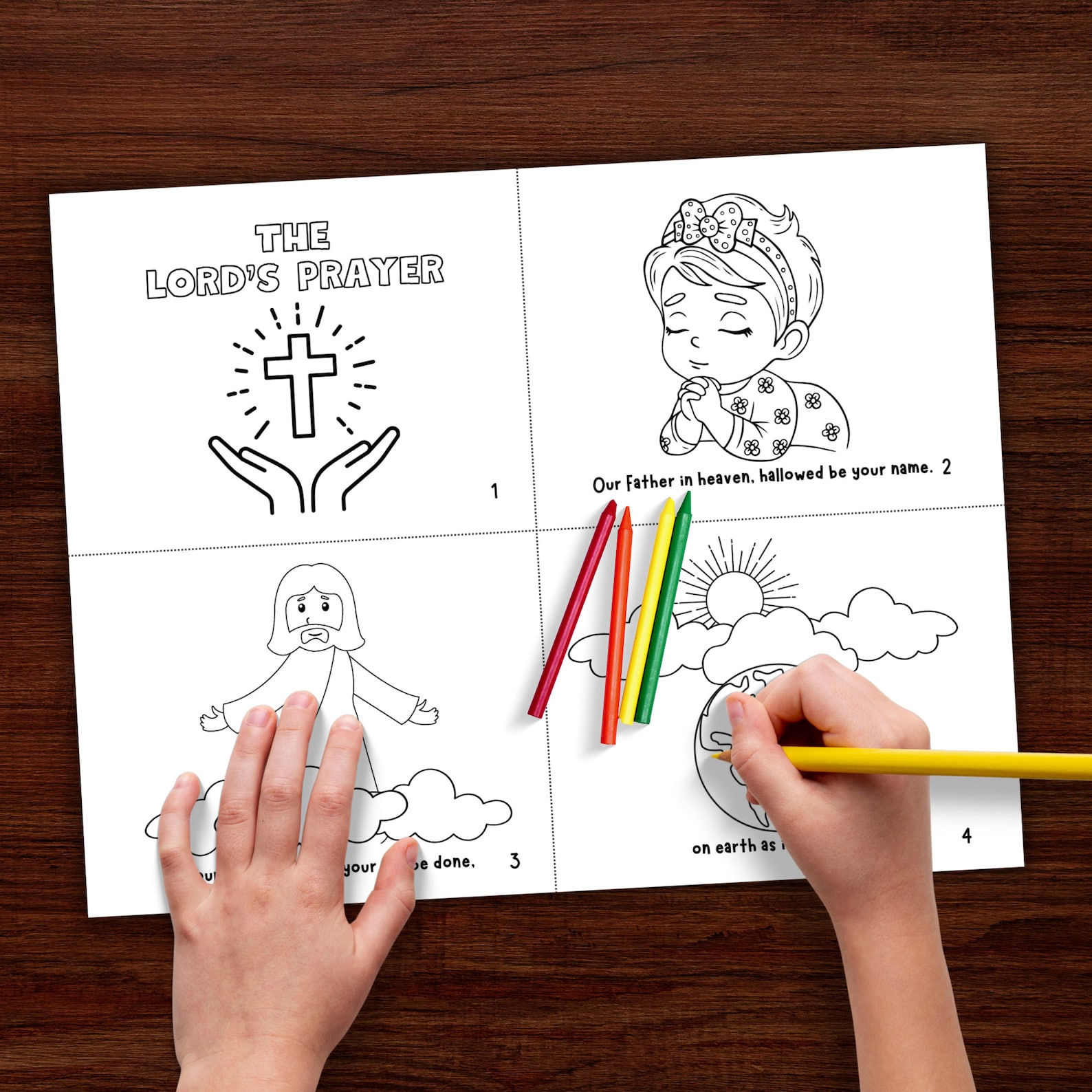 Lord's Prayer Coloring Book Craft, Kids Mini Book Sunday School ...