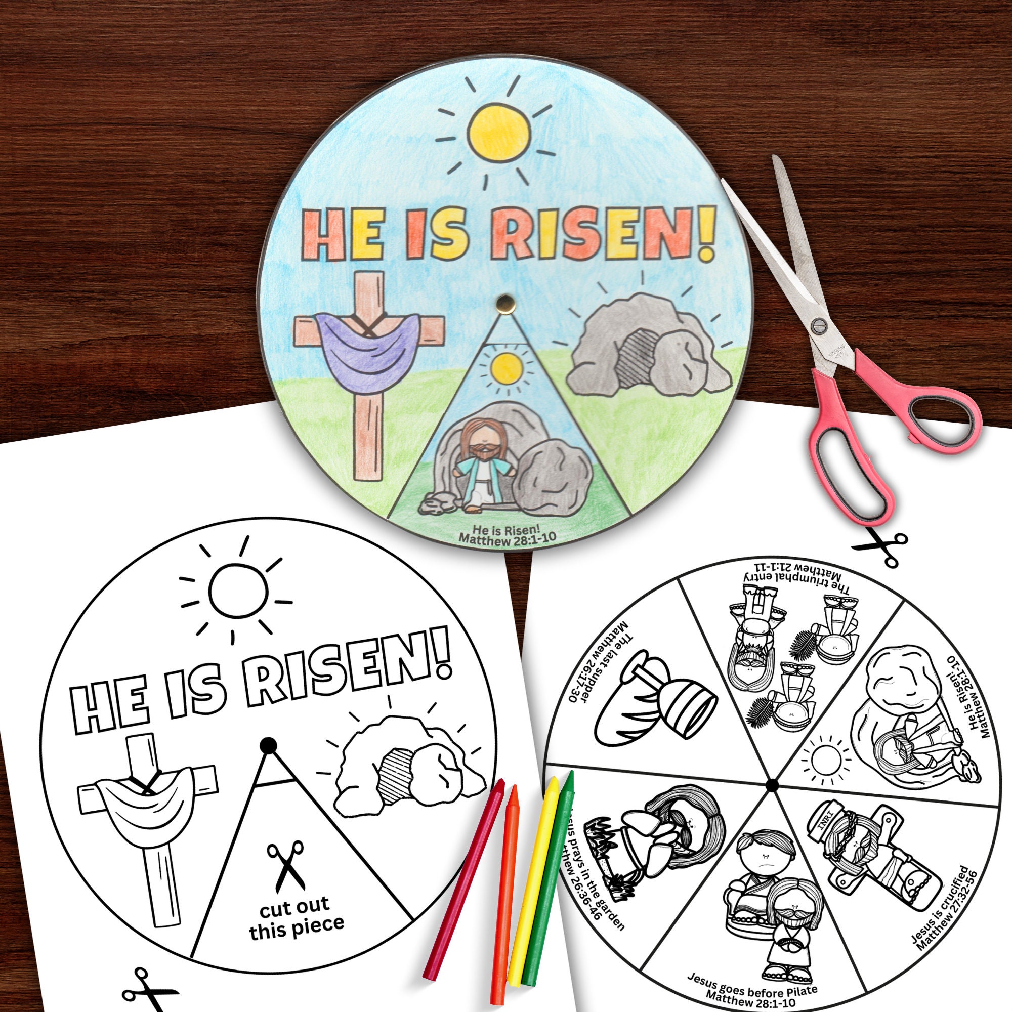 Easter Coloring Wheel Craft Bundle, Sunday School Lesson Activity ...