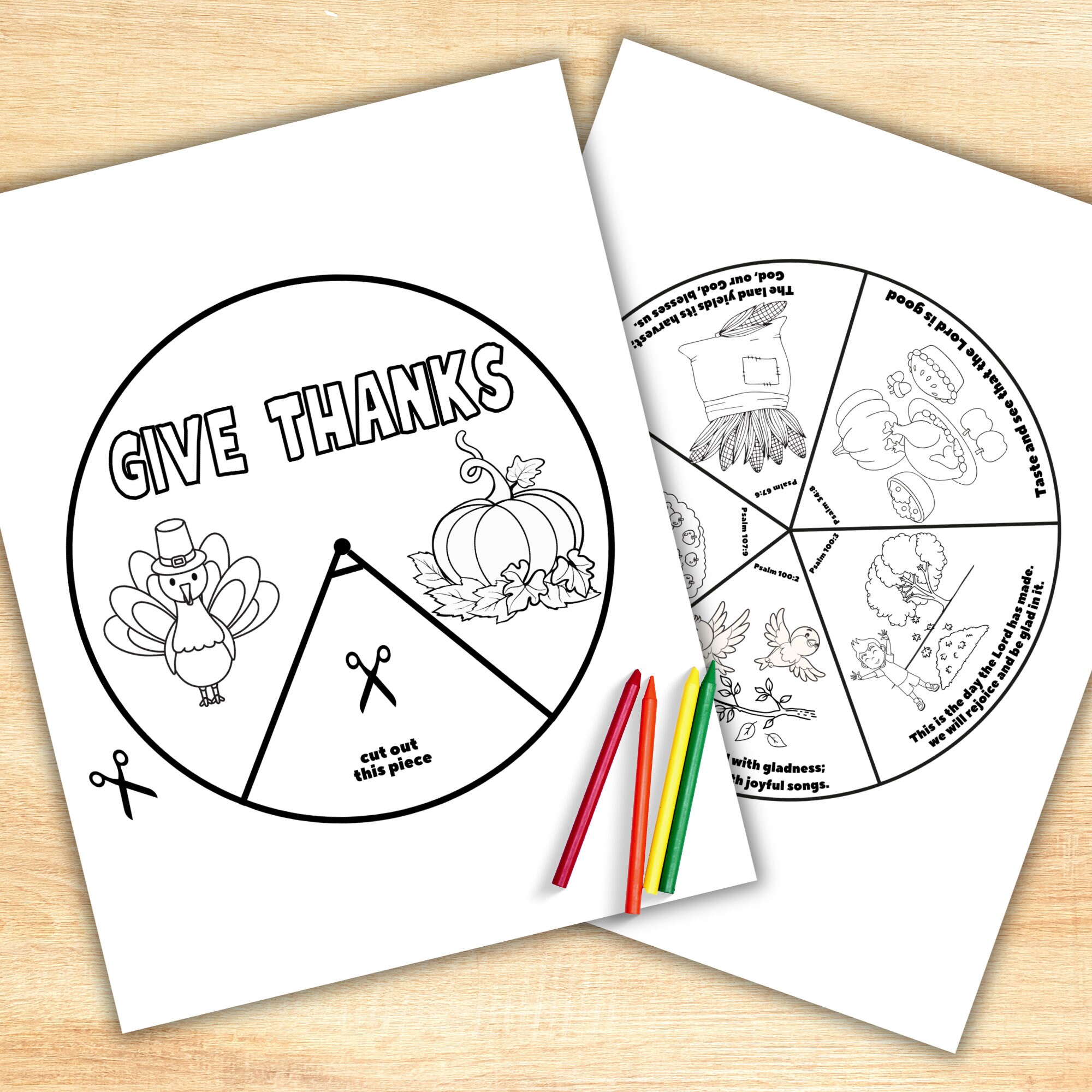 Give Thanks Coloring Wheel, Thanksgiving Printable Bible Activity ...