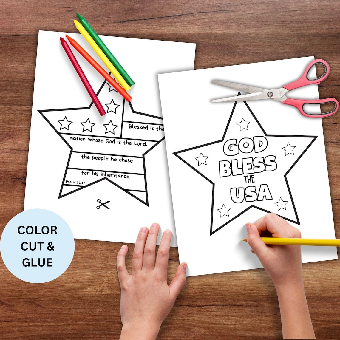 4th of July Bible Coloring Craft, Sunday School Homeschool Independence ...