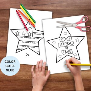 4th of July Bible Coloring Craft, Sunday School Homeschool Independence ...