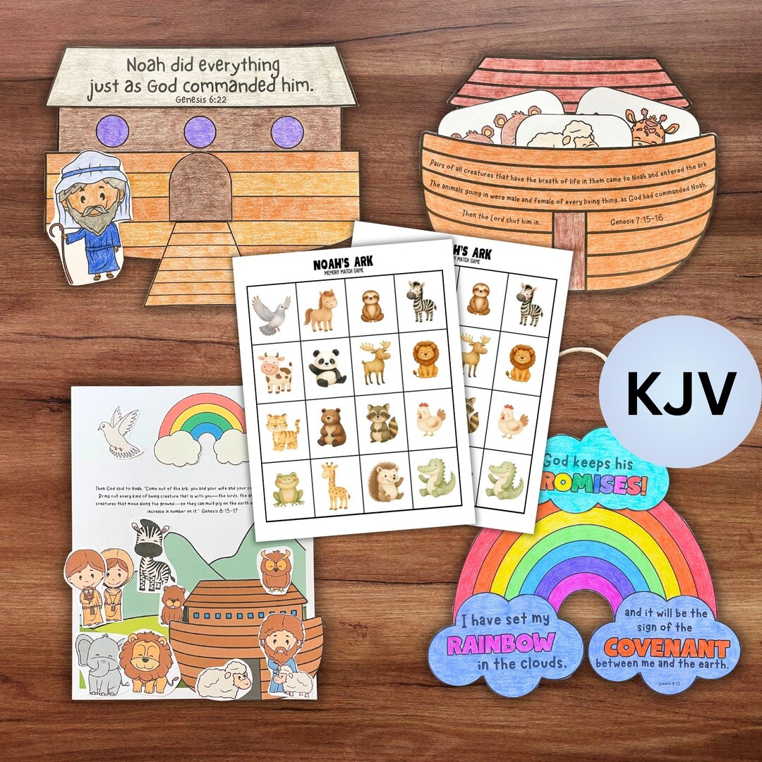 Noah's Ark Craft and Bible Lesson Bundle, Sunday School Story of Noah ...