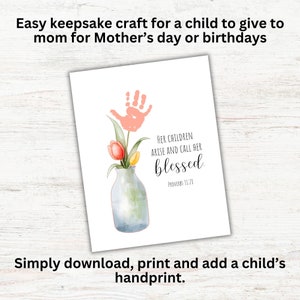 Handprint Flower Mothers Day Craft, DIY Preschool Toddler Craft ...
