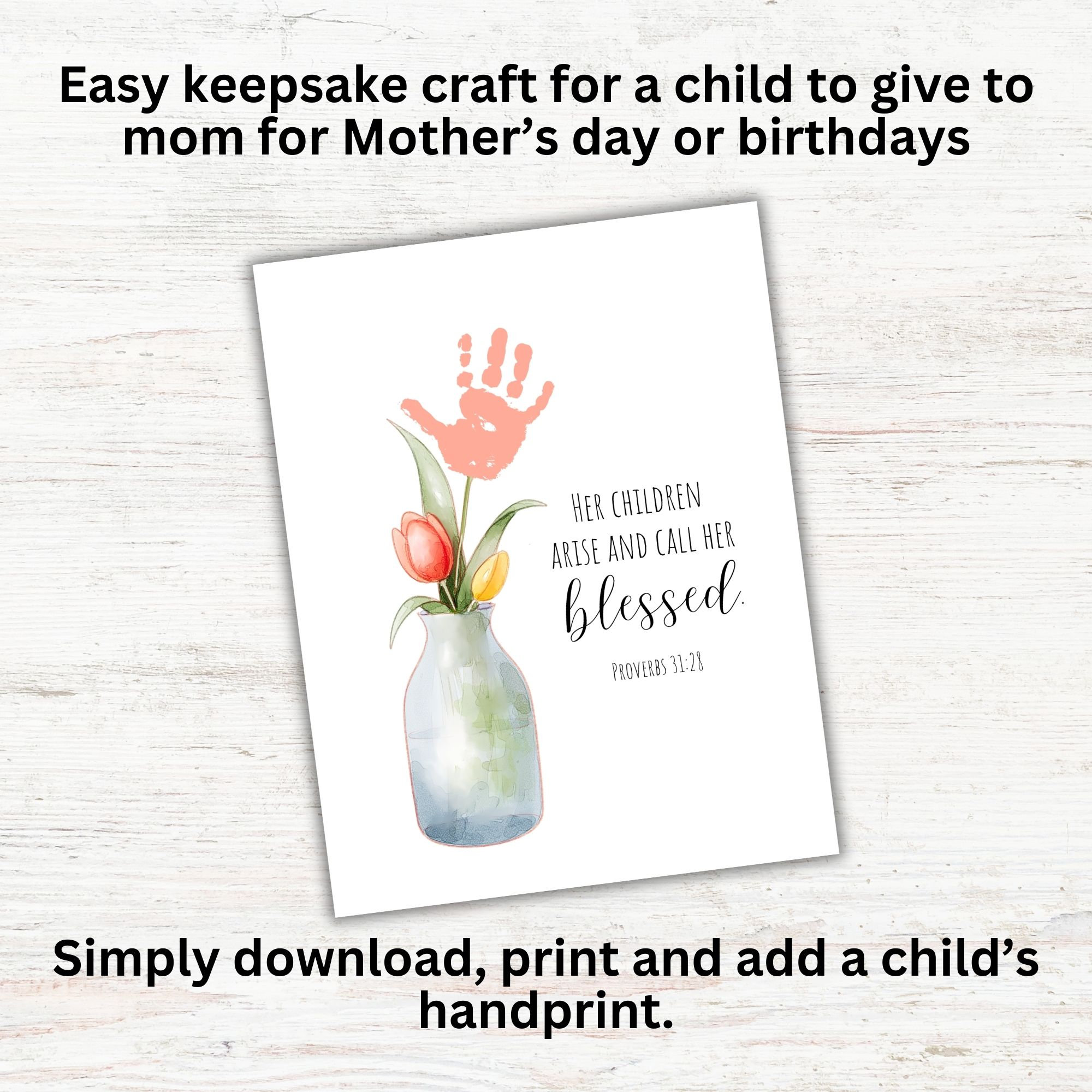 Handprint Flower Mothers Day Craft, DIY Preschool Toddler Craft ...