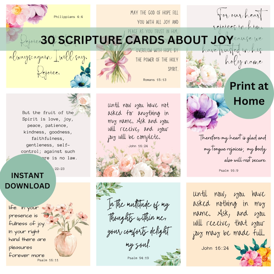 Printable Scripture Cards, Printable Bible Verse Cards About Joy ...