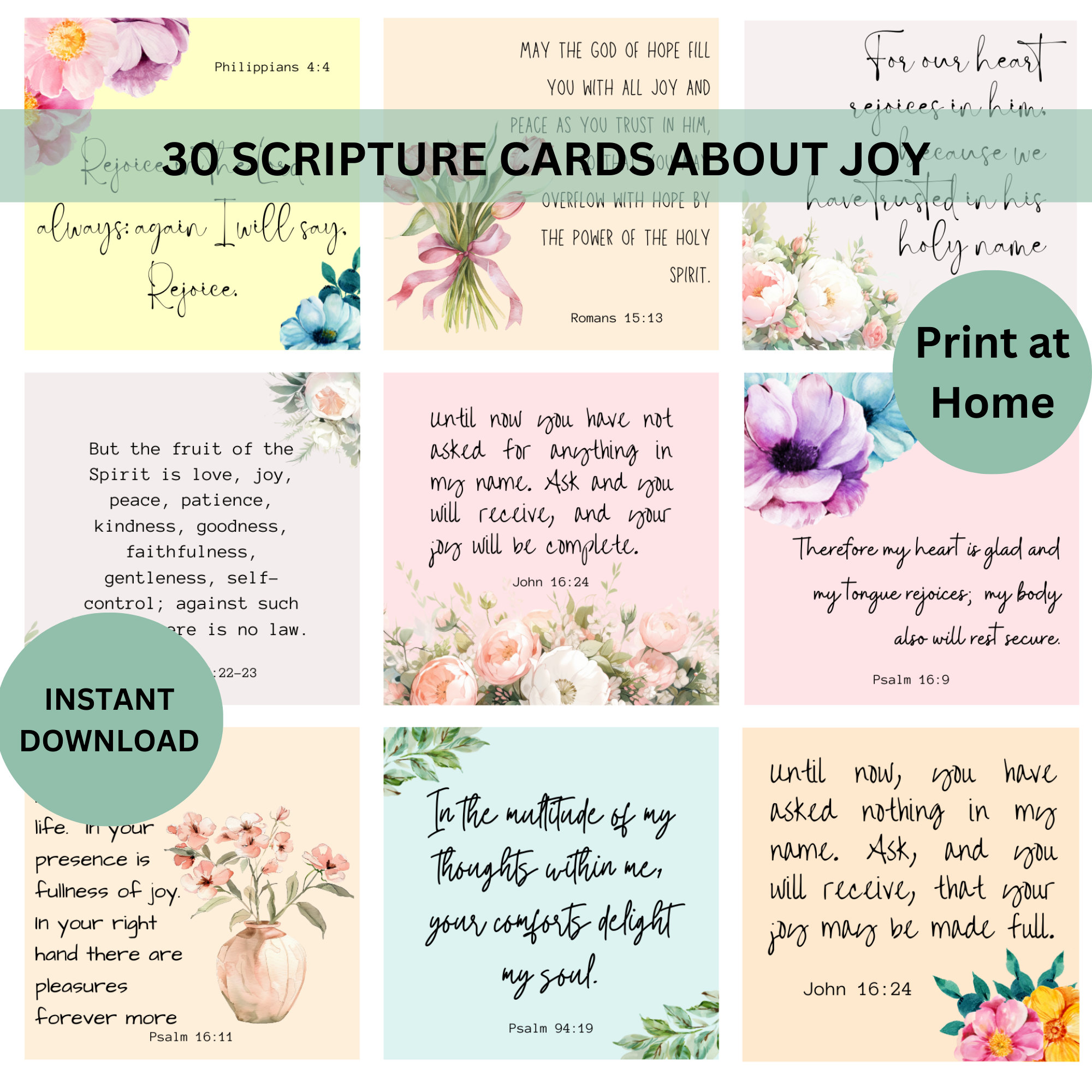 Printable Scripture Cards, Printable Bible Verse Cards About Joy ...
