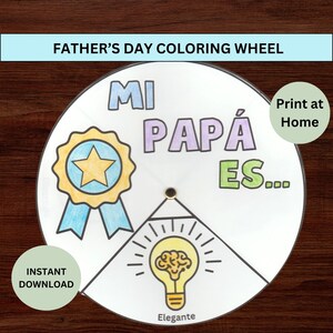 Spanish Father's Day Coloring Wheel Printable Activity, Mi Papa Es ...