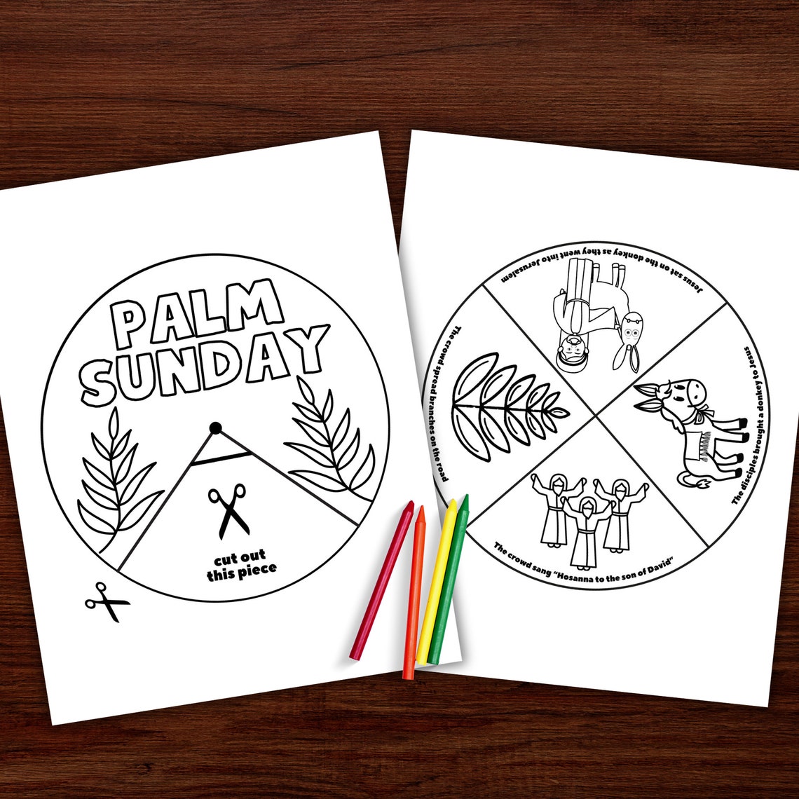 Palm Sunday Preschool Coloring Wheel Printable, Sunday School Easter ...