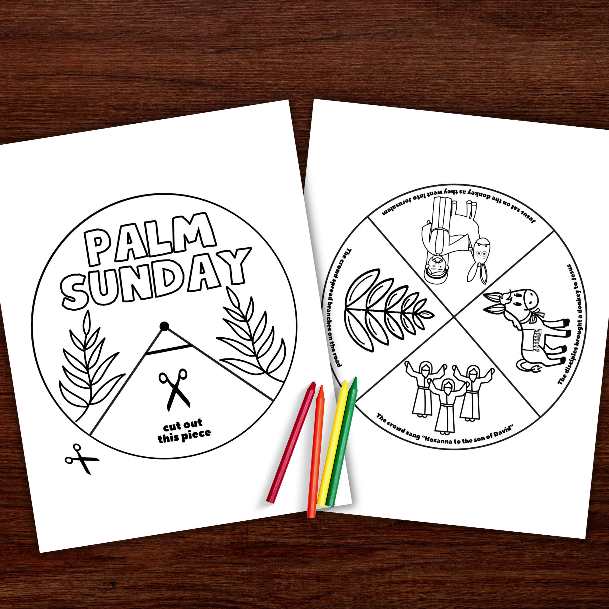 Palm Sunday Preschool Coloring Wheel Printable, Sunday School Easter ...