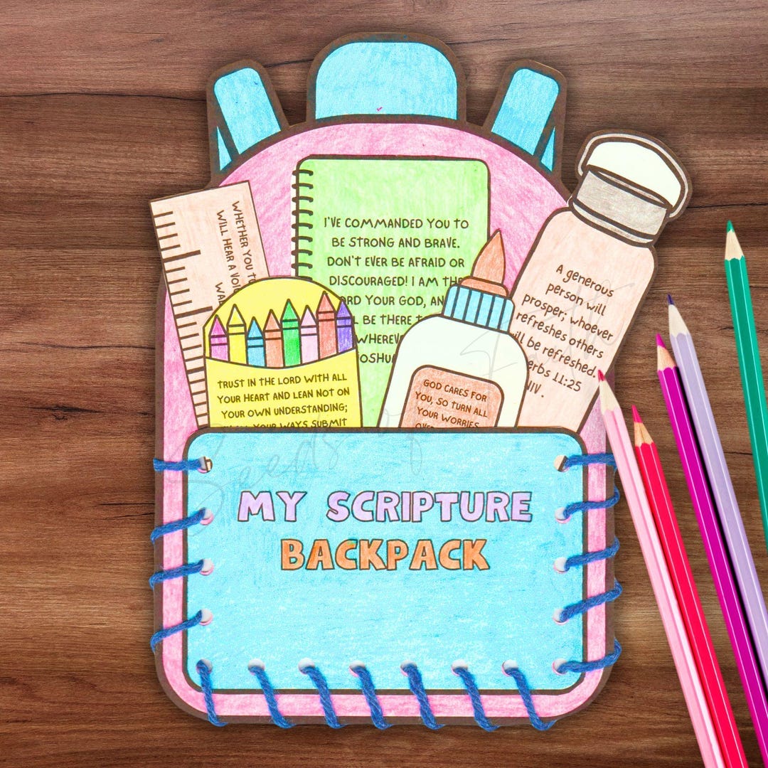 Back to School Bible Lesson Craft, Backpack Blessing Printable Sewing ...