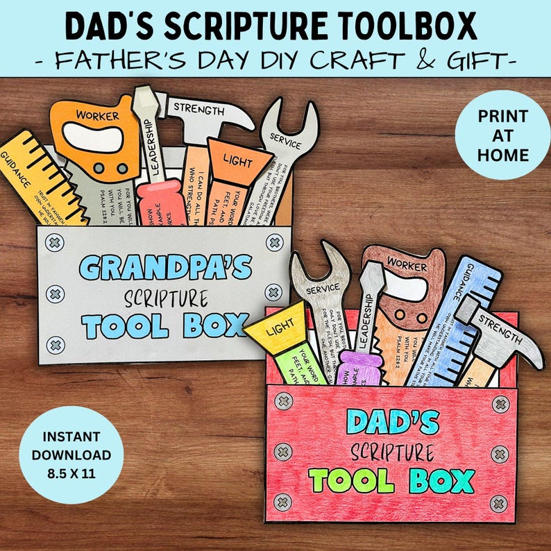 Toolbox for Dad Fathers Day Bible Craft, Sunday School Bible Printable ...