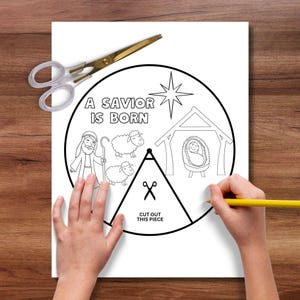 Birth of Jesus Coloring Wheel, Printable Nativity Christmas Coloring ...