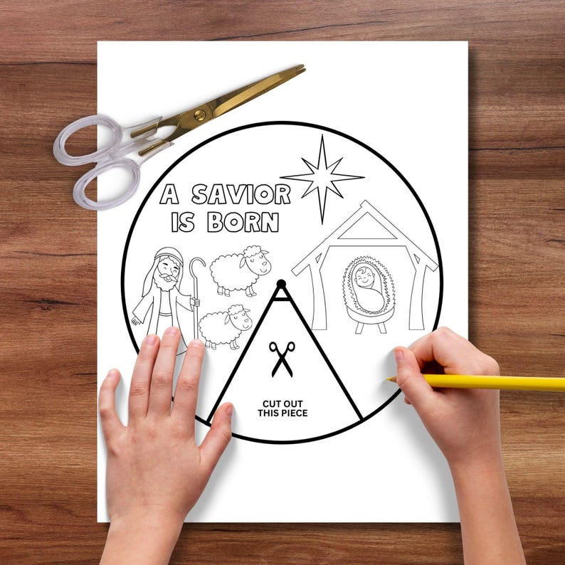 Birth of Jesus Coloring Wheel, Printable Nativity Christmas Coloring ...