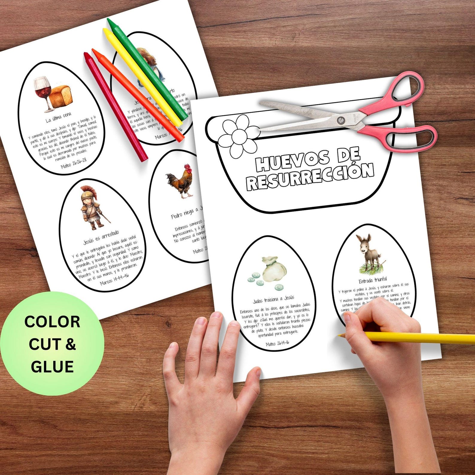 Spanish Resurrection Eggs Easter Story Bible Craft Printable, Holy Week ...