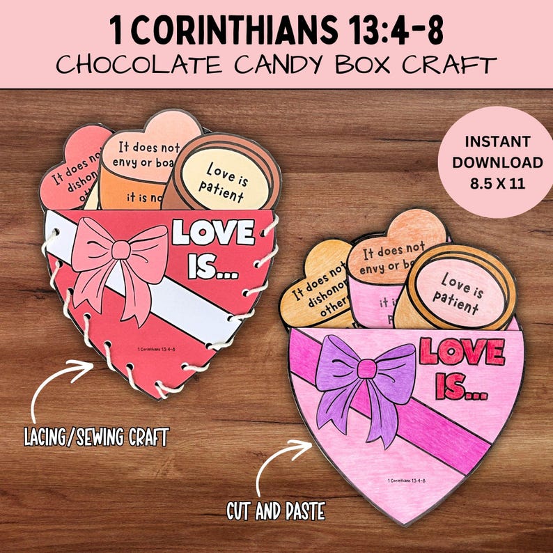 Christian Valentines Day Bible Craft Bundle, 1 Corinthians 13 Love is ...