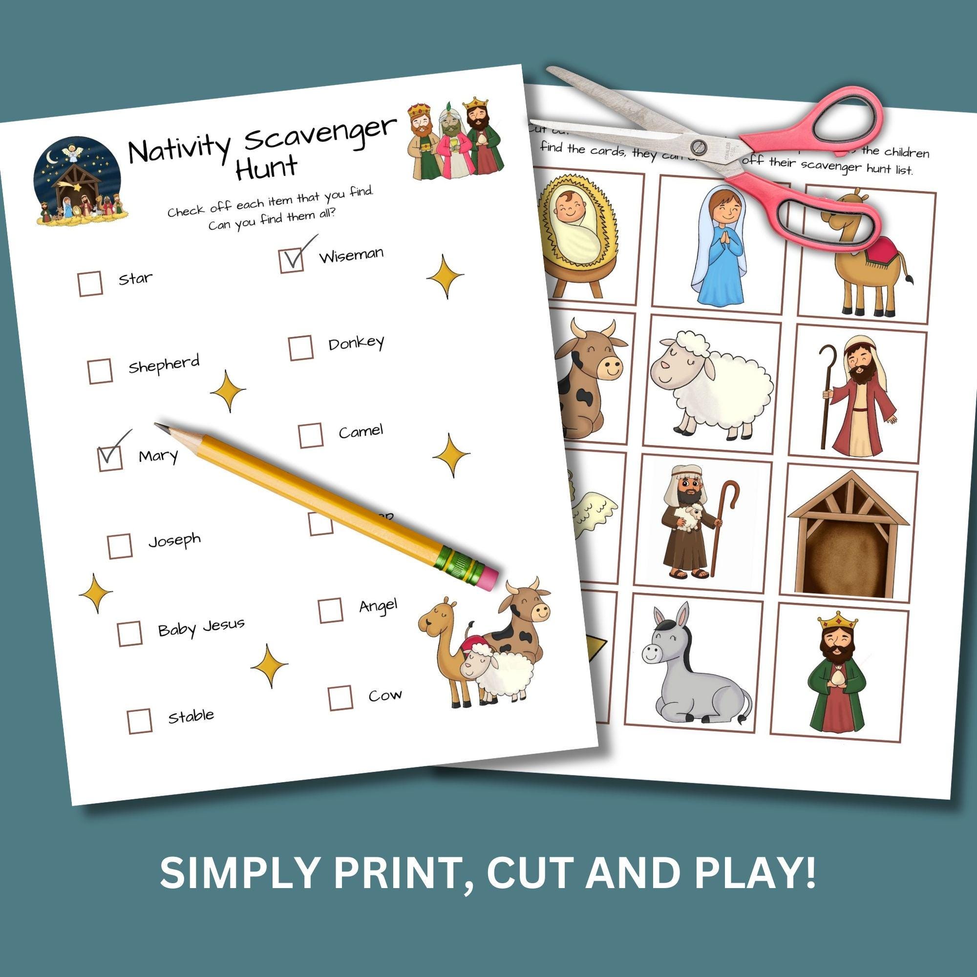 Nativity Scavenger Hunt Prek Christmas Activity, Sunday School ...