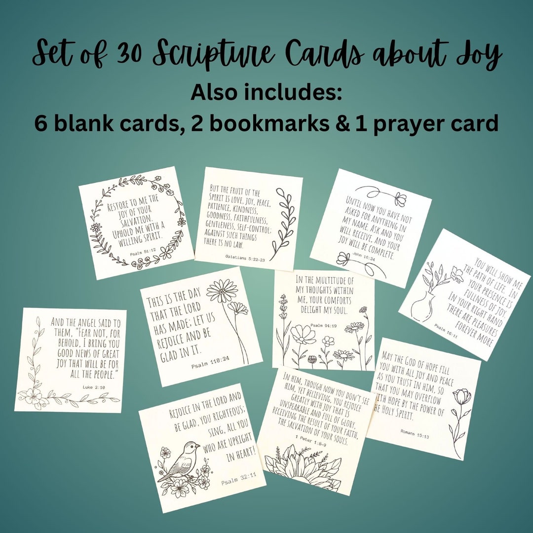 Floral Scripture Cards About Joy: Prayer Card Set (digital Download) - Etsy
