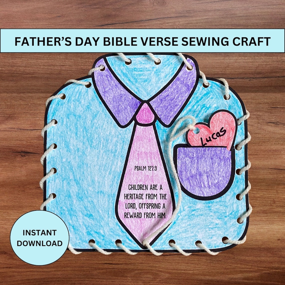 Fathers Day Sunday School Craft Printable Kids Bible Lesson Activity ...