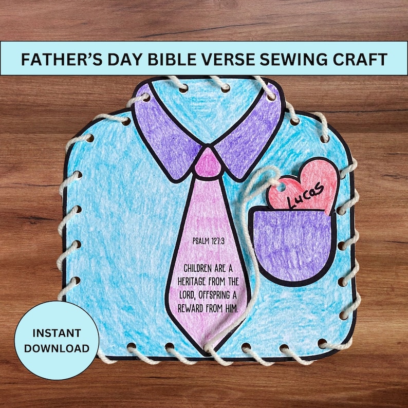 Fathers Day Sunday School Craft Printable Kids Bible Lesson Activity ...