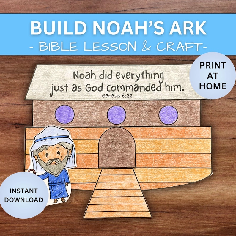 Noah's Ark Printable Craft and Bible Story Lesson, Sunday School ...
