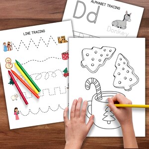 Christmas Preschool Printable Activity Packet Alphabet Numbers Tracing ...
