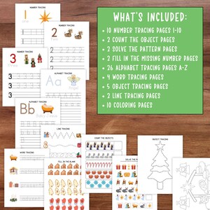 Christmas Preschool Printable Activity Packet Alphabet Numbers Tracing ...