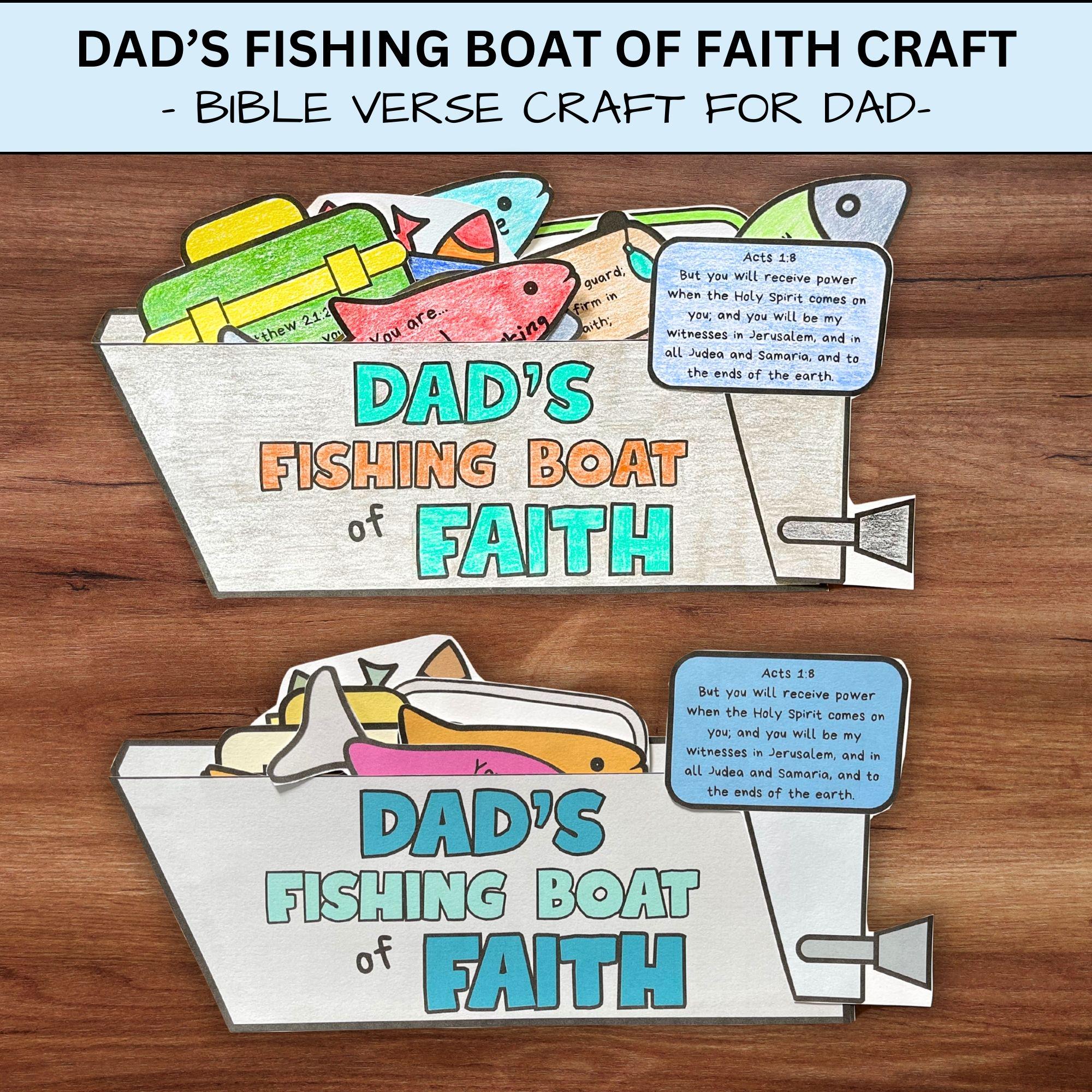 Father's Day Sunday School Bible Craft, Fishing Boat Scripture Kids ...