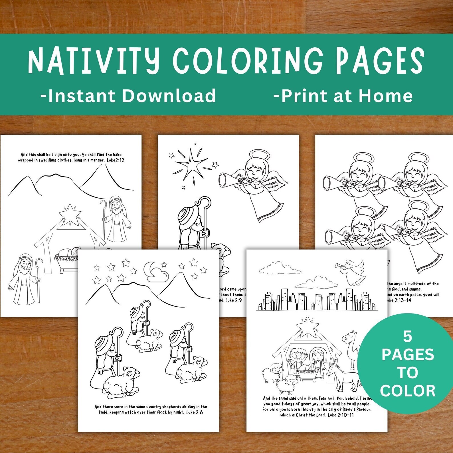Christmas Nativity Coloring Pages for Kids, Kids Sunday School Activity ...