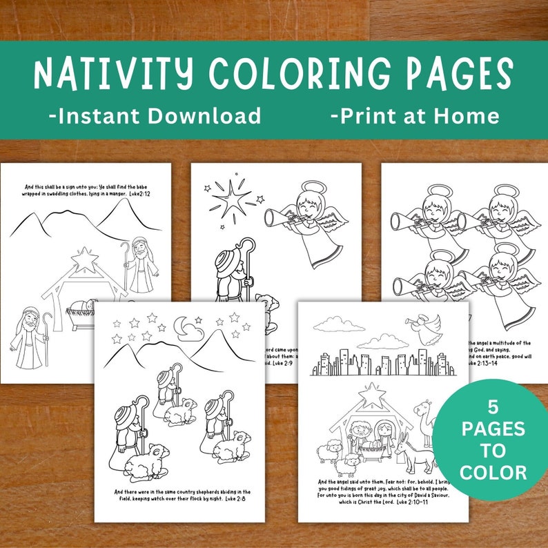 Christmas Nativity Coloring Pages for Kids, Kids Sunday School Activity ...