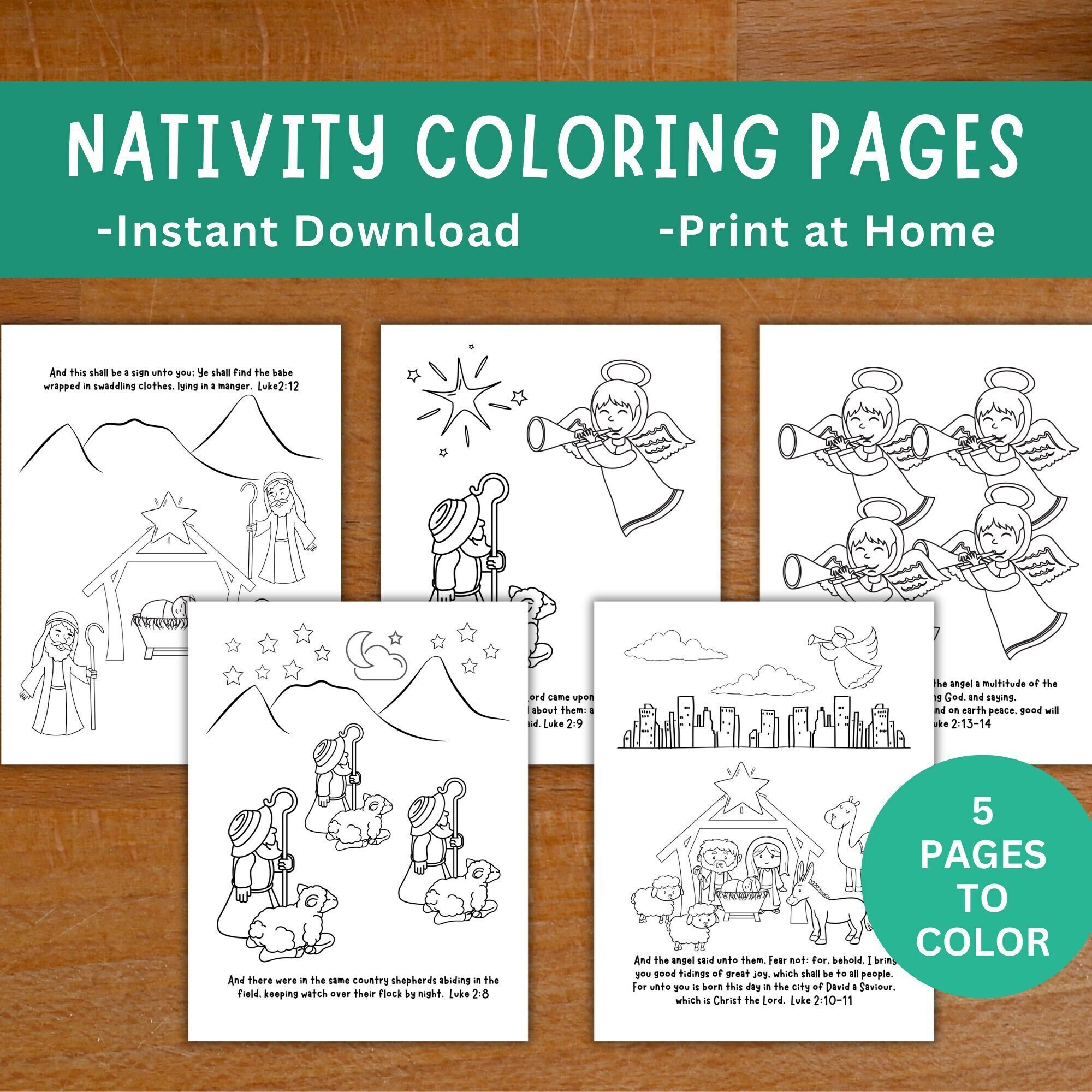 Christmas Nativity Coloring Pages for Kids, Kids Sunday School Activity ...