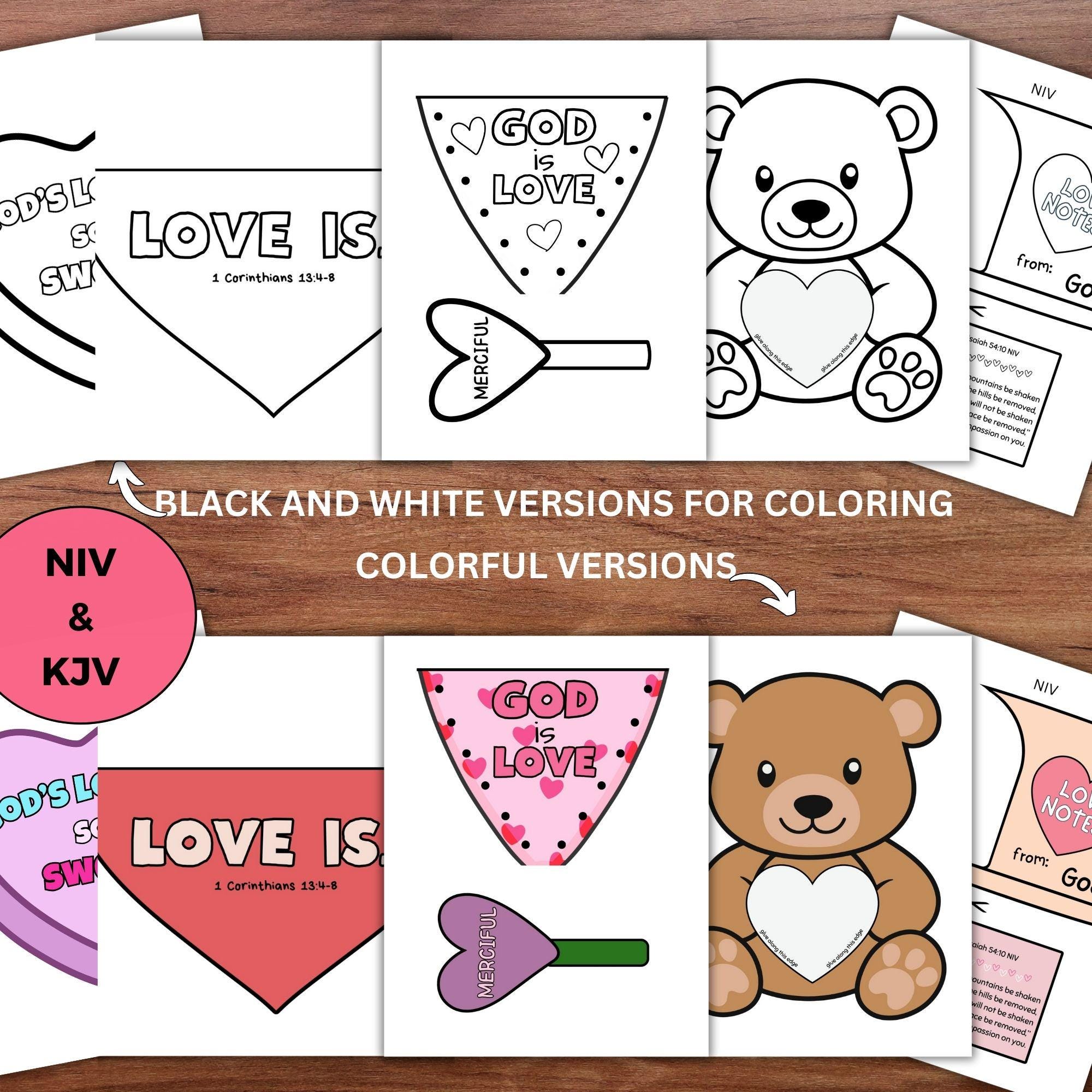 Christian Valentine’s Day Bible Lesson Craft Bundle, Religious Coloring ...