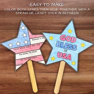 4th of July Bible Coloring Craft, Sunday School Homeschool Independence ...