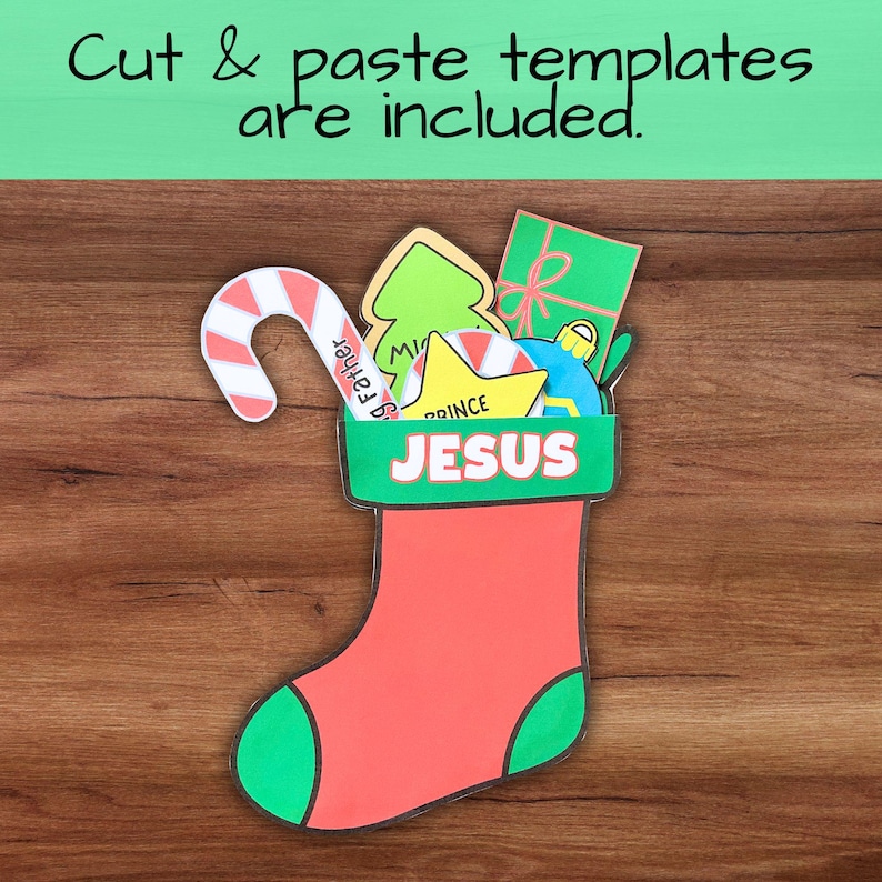 Christmas Bible Craft Names of Jesus Stocking Sunday School Advent ...