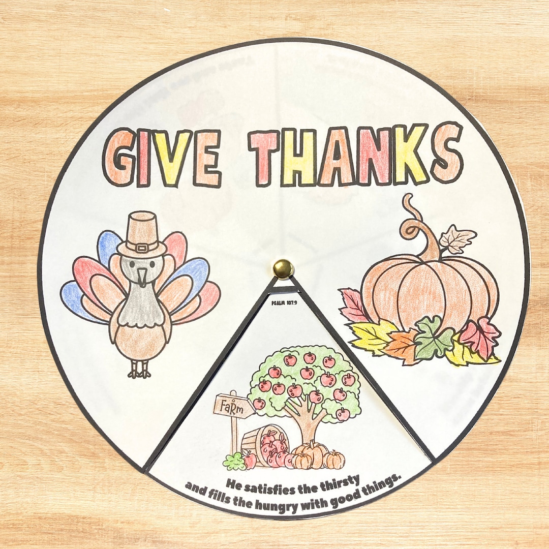 Give Thanks Coloring Wheel, Thanksgiving Printable Bible Activity ...