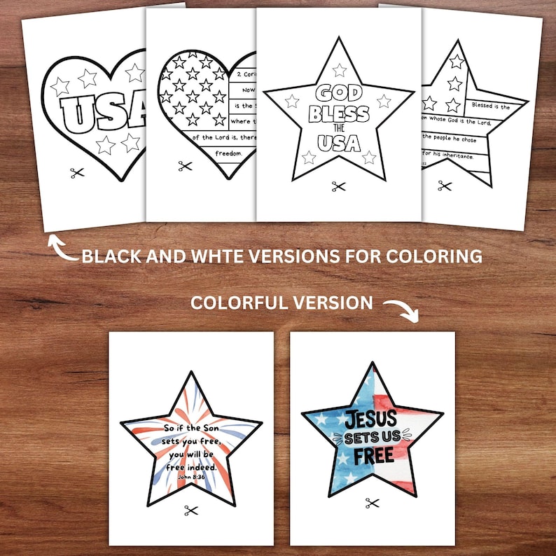4th of July Bible Coloring Craft, Sunday School Homeschool Independence ...