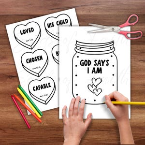 God Says I Am Candy Jar Sunday School Coloring Craft Activity ...