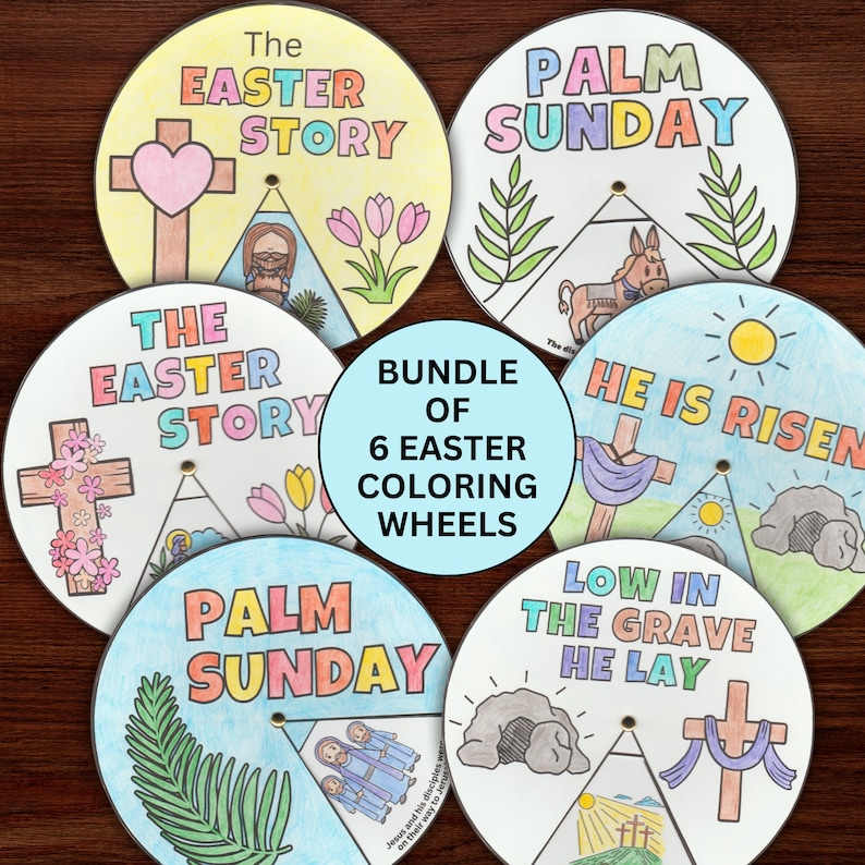 Easter Coloring Wheel Craft Bundle, Sunday School Lesson Activity ...