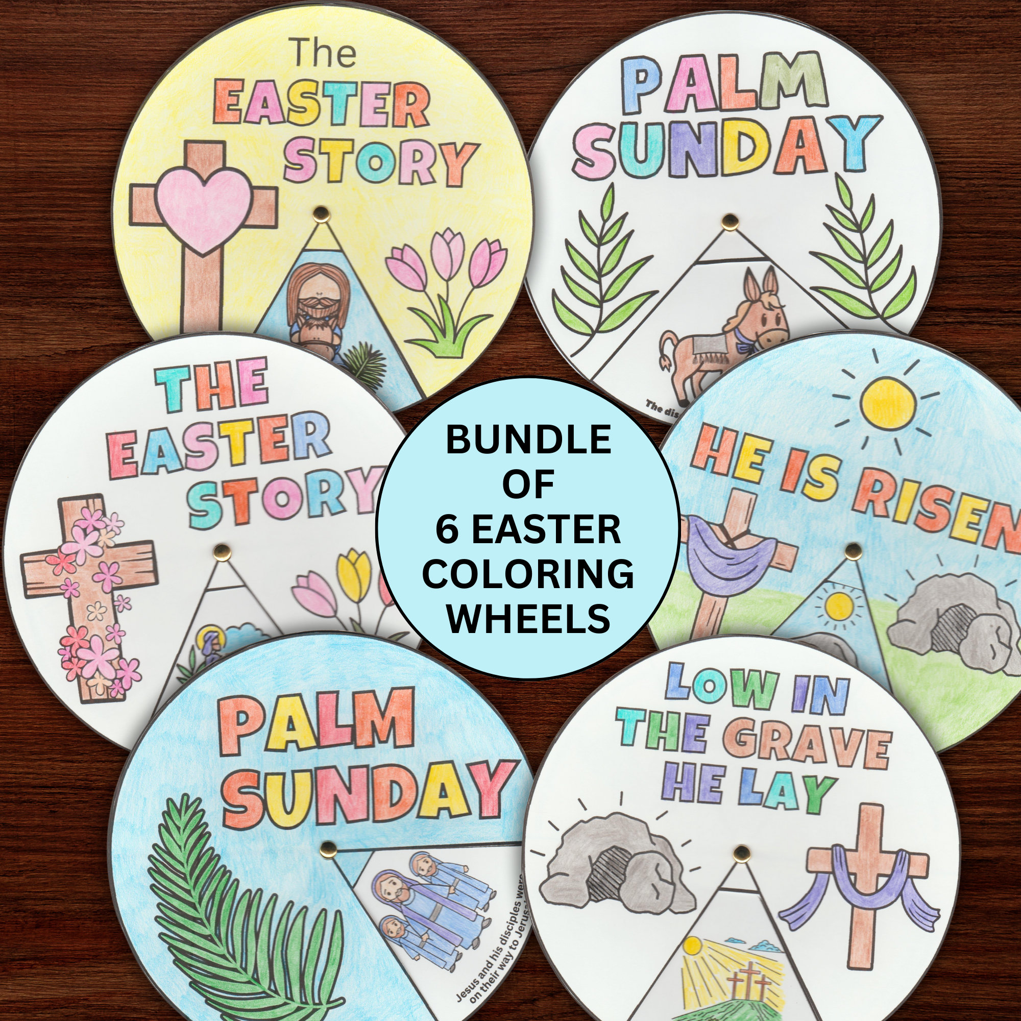 Easter Coloring Wheel Craft Bundle, Sunday School Lesson Activity ...