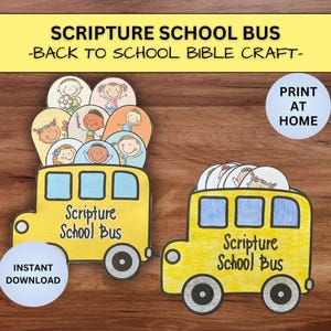 Back to School Bible Craft, Scripture School Bus Printable Childrens ...
