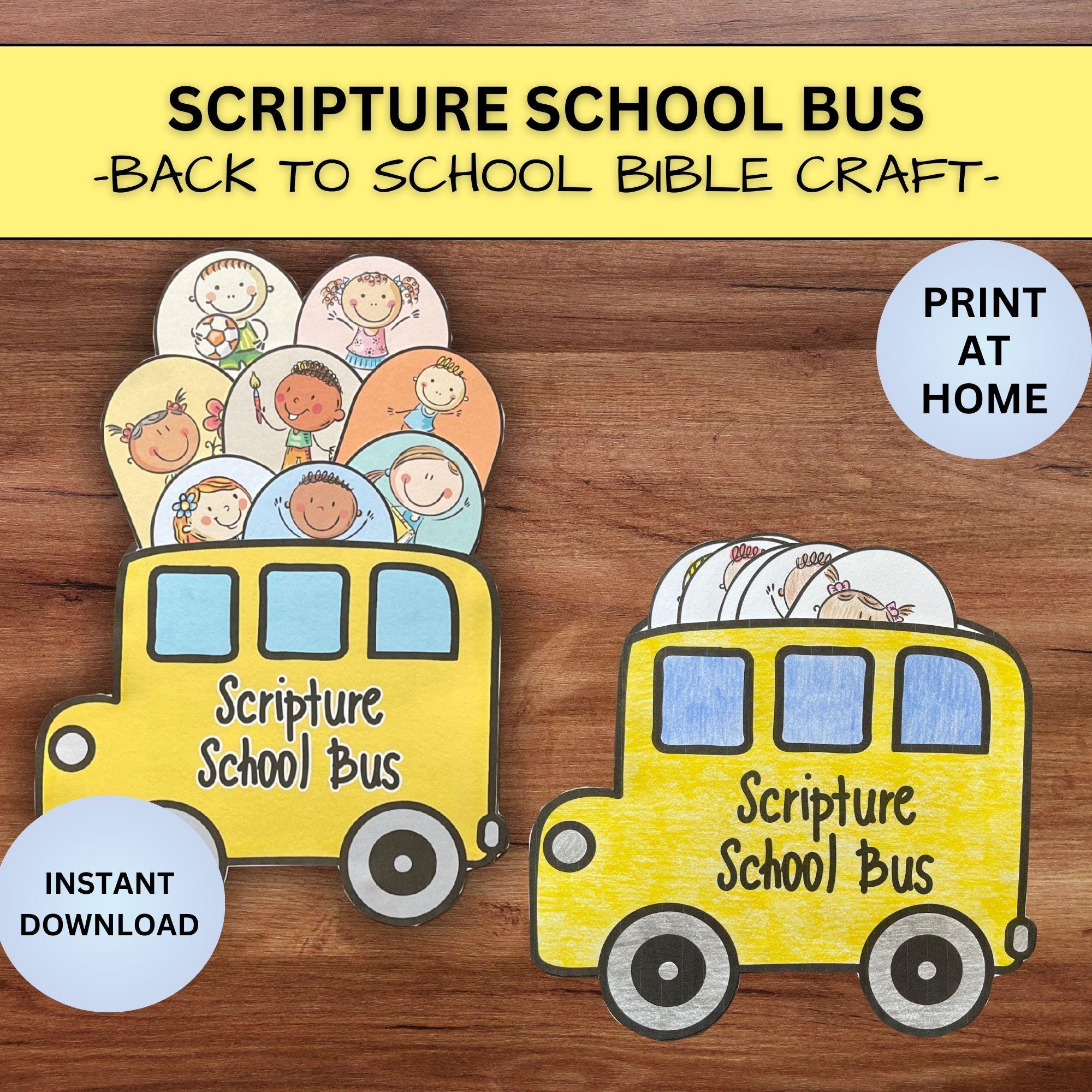 Back to School Bible Craft, Scripture School Bus Printable Childrens ...