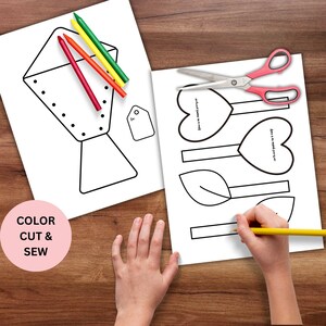 Spanish Mother's Day Flower Bouquet Coloring Sewing Craft, Feliz Dia De ...