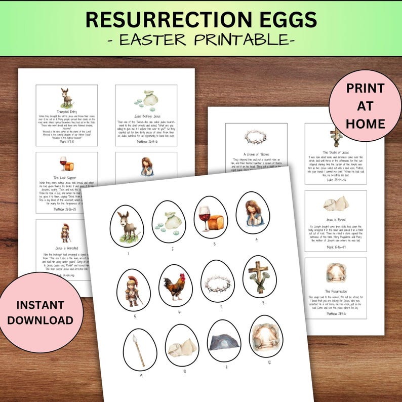 Resurrection Eggs Easter Story Bible Craft Printable, Holy Week Easter ...