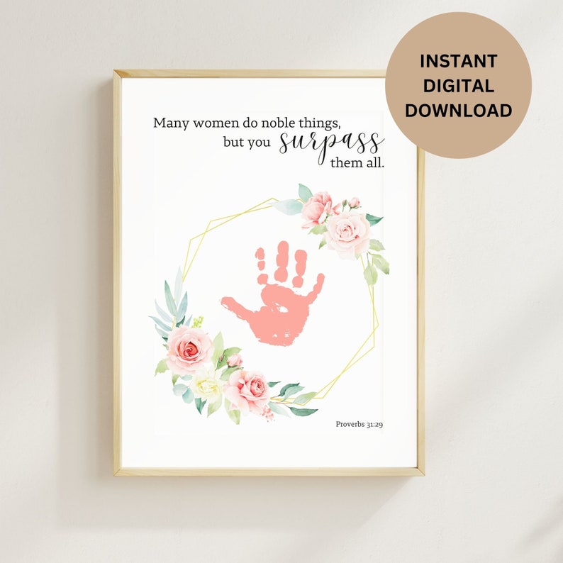 Mothers Day Bible Craft, Printable Mom Handprint Art, Christian Sunday ...