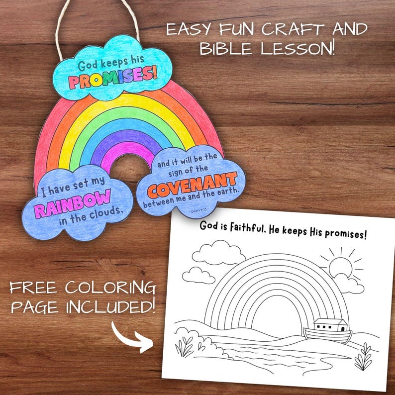God's Promise Rainbow Craft Bible Lesson Printable, Sunday School ...