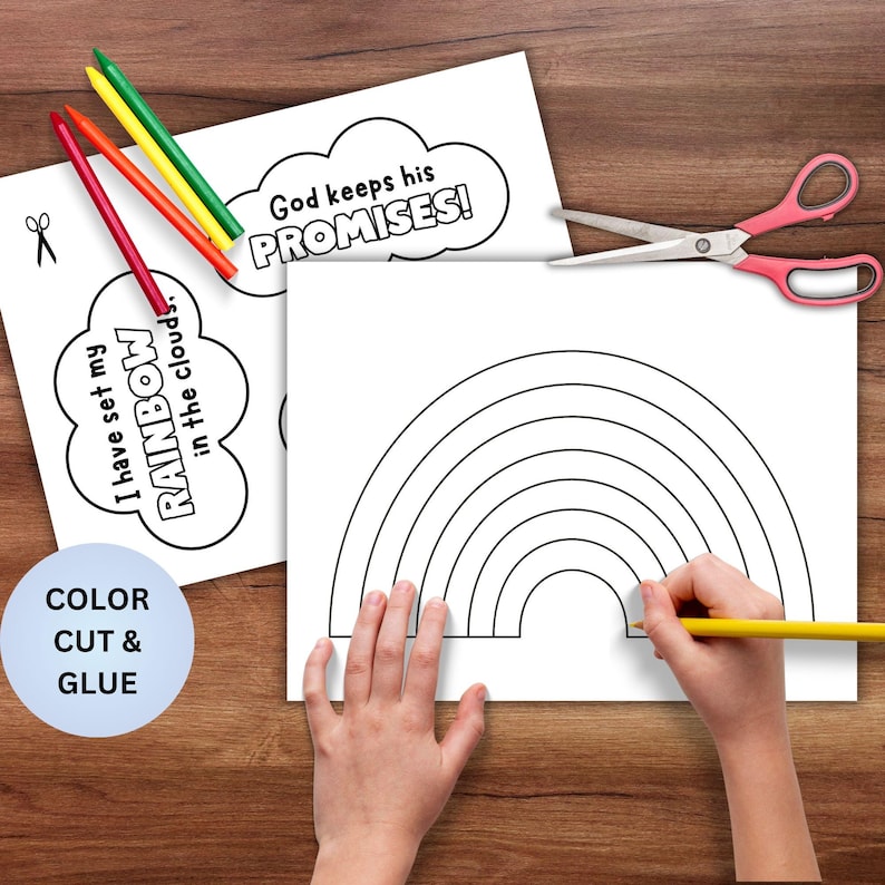 God's Promise Rainbow Craft Bible Lesson Printable, Sunday School ...
